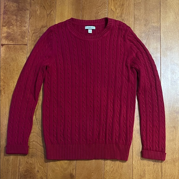 croft & barrow | Sweaters | Vintage Croft Barrow Red Cable Knit Sweater ...